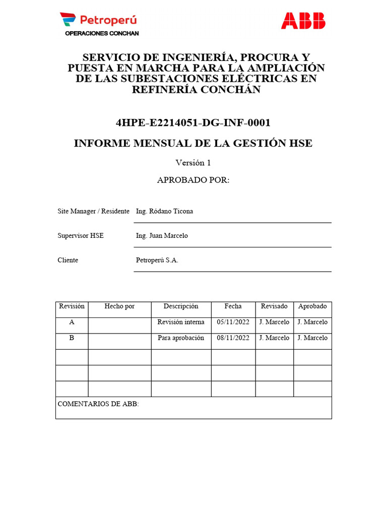 Informe Mensual Hse Abb Rco | PDF