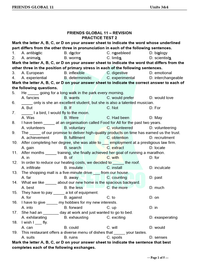 Friends Global 11 Revision Practice | PDF | Equity (Finance ...