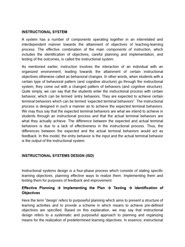 Instructional System - Ortiz | PDF | Instructional Design | Learning