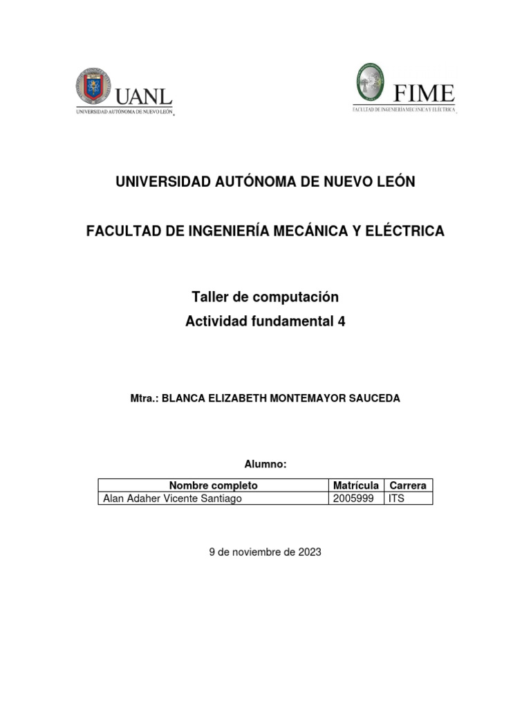 Act Fundamental 4 Taller de Programación | PDF