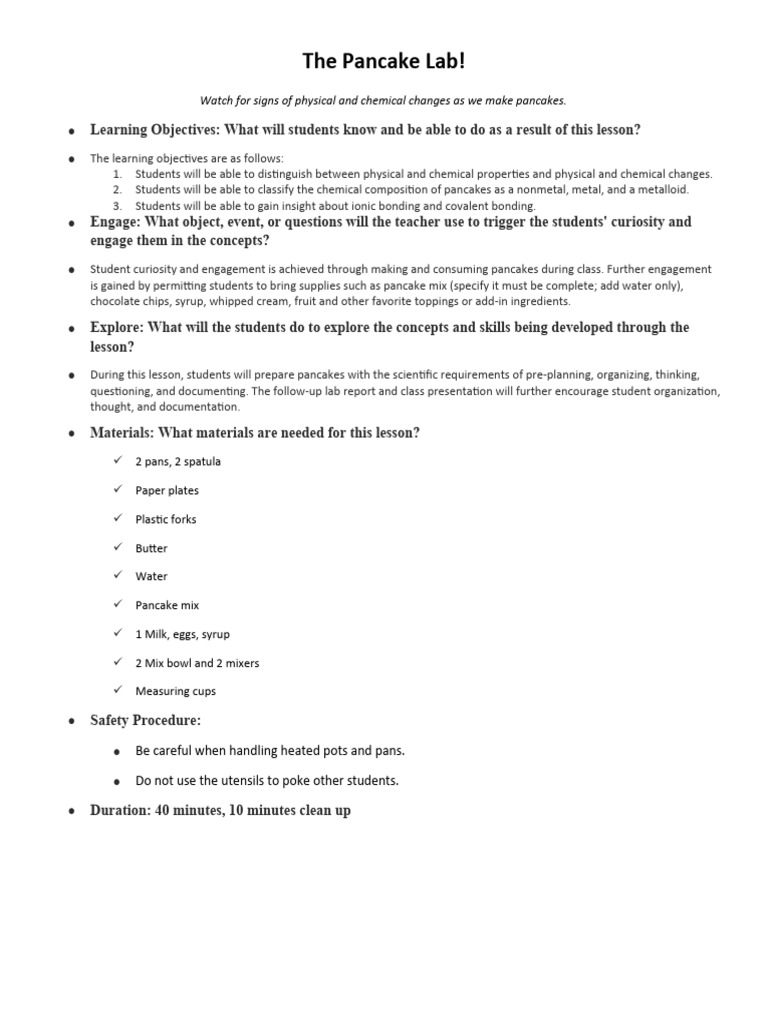 Pancake Lab | PDF | Pancake | Chemical Substances
