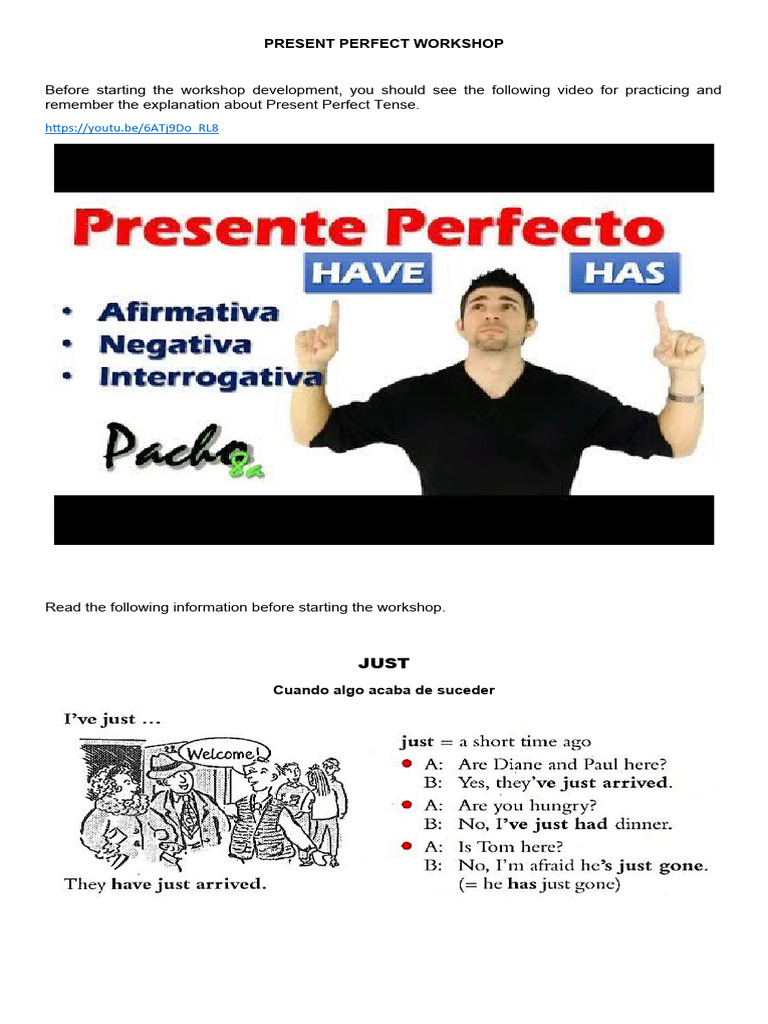 Present Perfect Workshop | PDF | Linguistics | Linguistic Typology