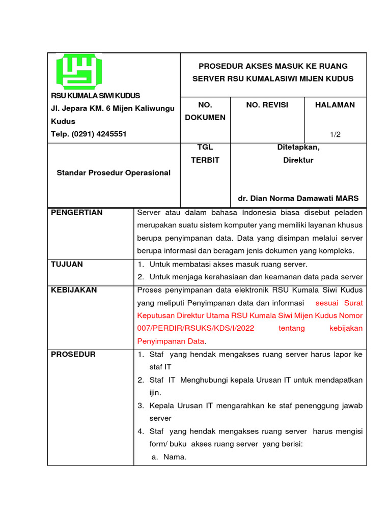 SOP Akses Server | PDF