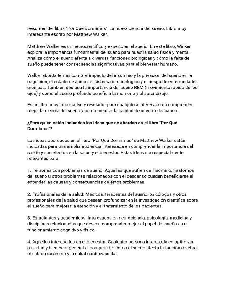 Importancia del Sueño en la Salud | PDF | Dormir | Cafeína