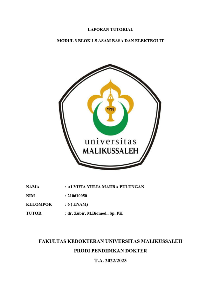 Laporan Tutorial Modul 3 Blok 1.5 Alyifia Yulia Maura Pulungan (210610050) | PDF | Kesehatan ...