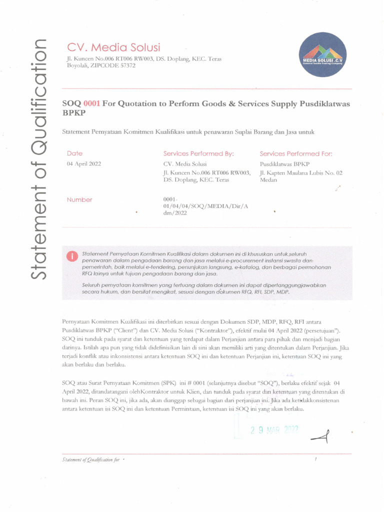 Statement of Qualification (SOQ) | PDF