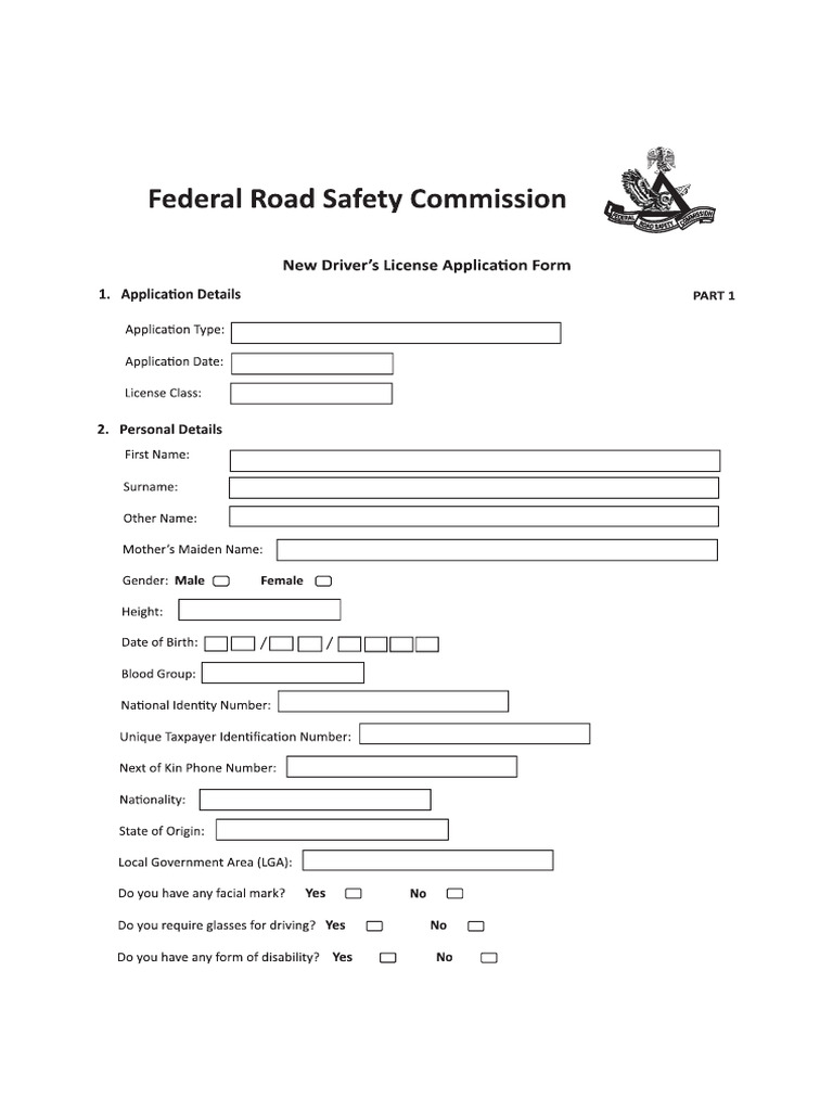 New Driver's License Application Form | PDF