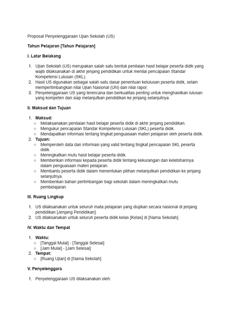 Proposal Ujian Sekolah Tahun [Tahun] | PDF | Karier & Perkembangan