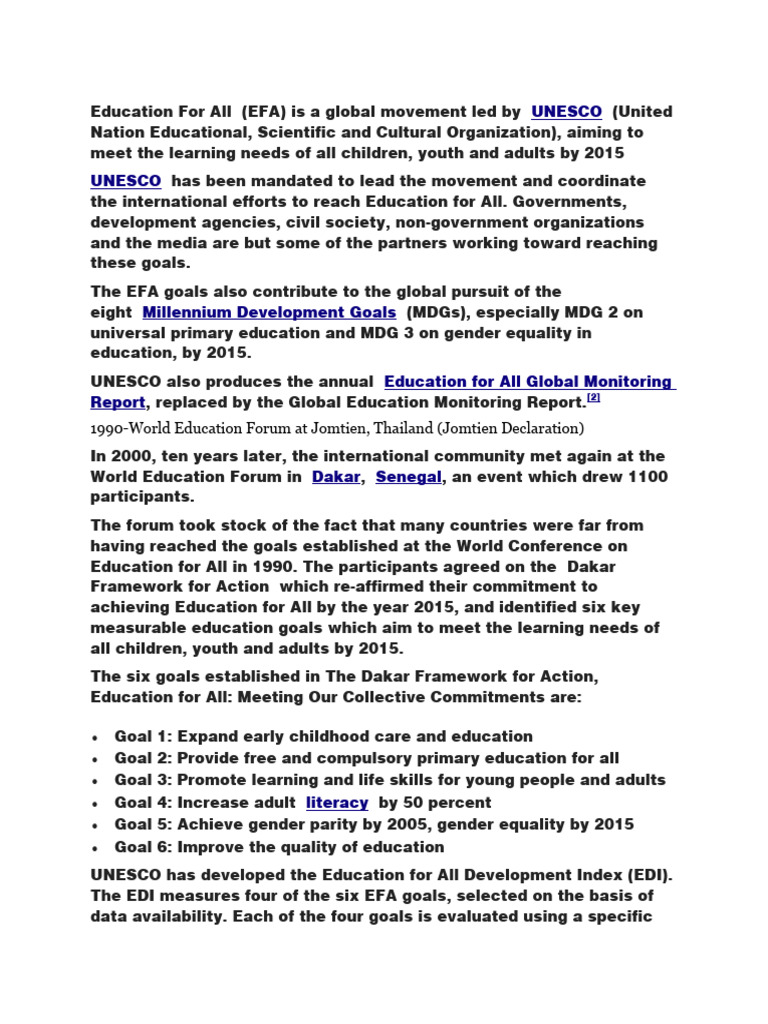Education For All Report Notes | PDF | International Relations