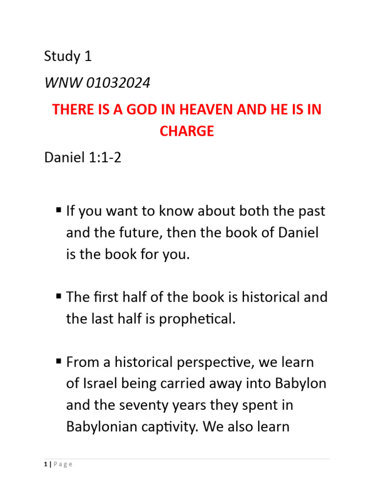 Study 1 Daniel 01032024 | PDF | Shadrach, Meshach, And Abednego ...