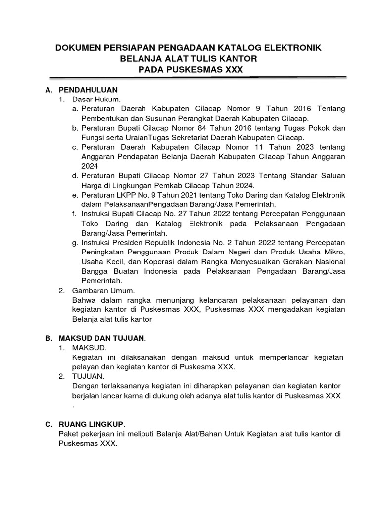 Dokumen Persiapan Pengadaan ATK | PDF