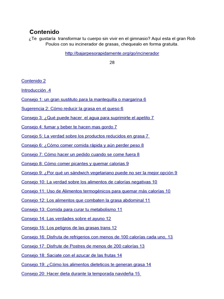 45 Fantasticas Maneras de Quemar Calorias | PDF | Alimentos | Dieta