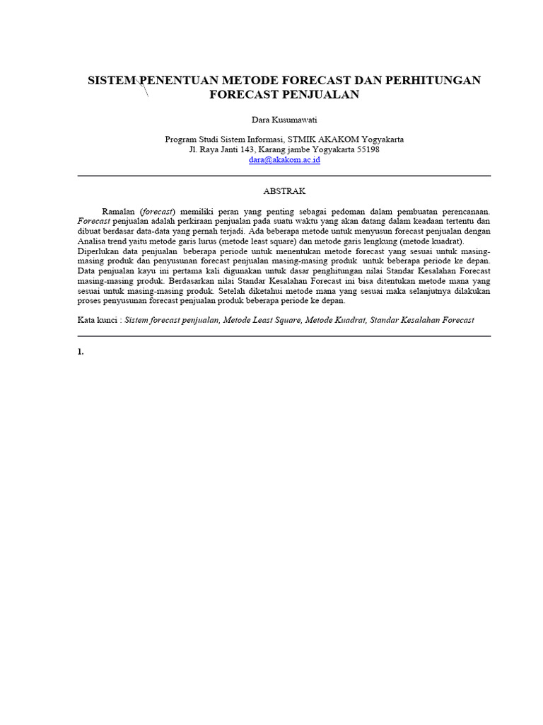Metode Forecast Penjualan Efektif | PDF