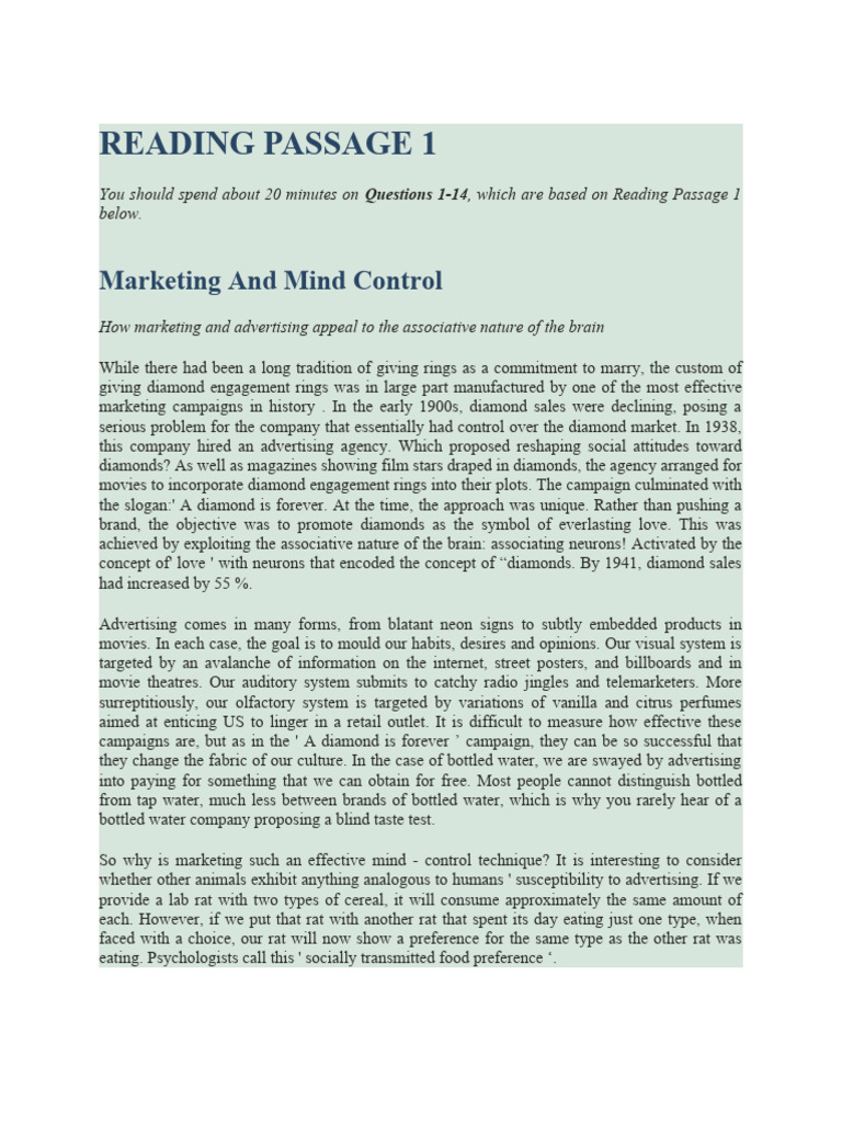 Reading Passage 1 | Download Free PDF | Parrot | Imitation