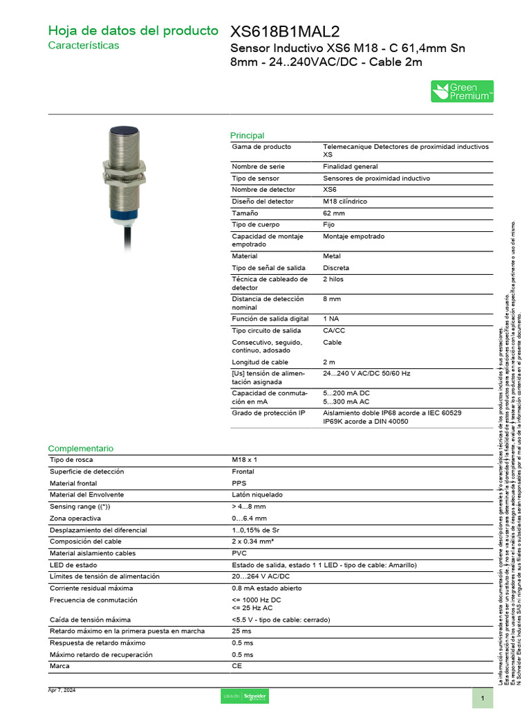 XS618B1MAL2 | PDF | Componentes eléctricos | Electrónica