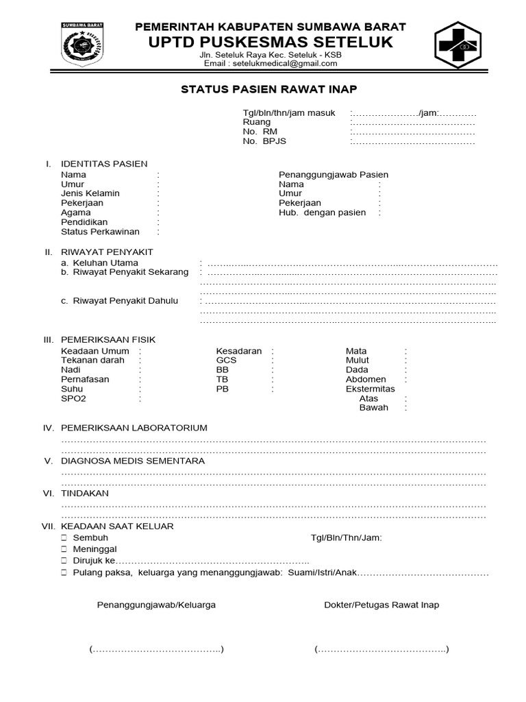 331a7 Status Pasien Rawat Inap | PDF