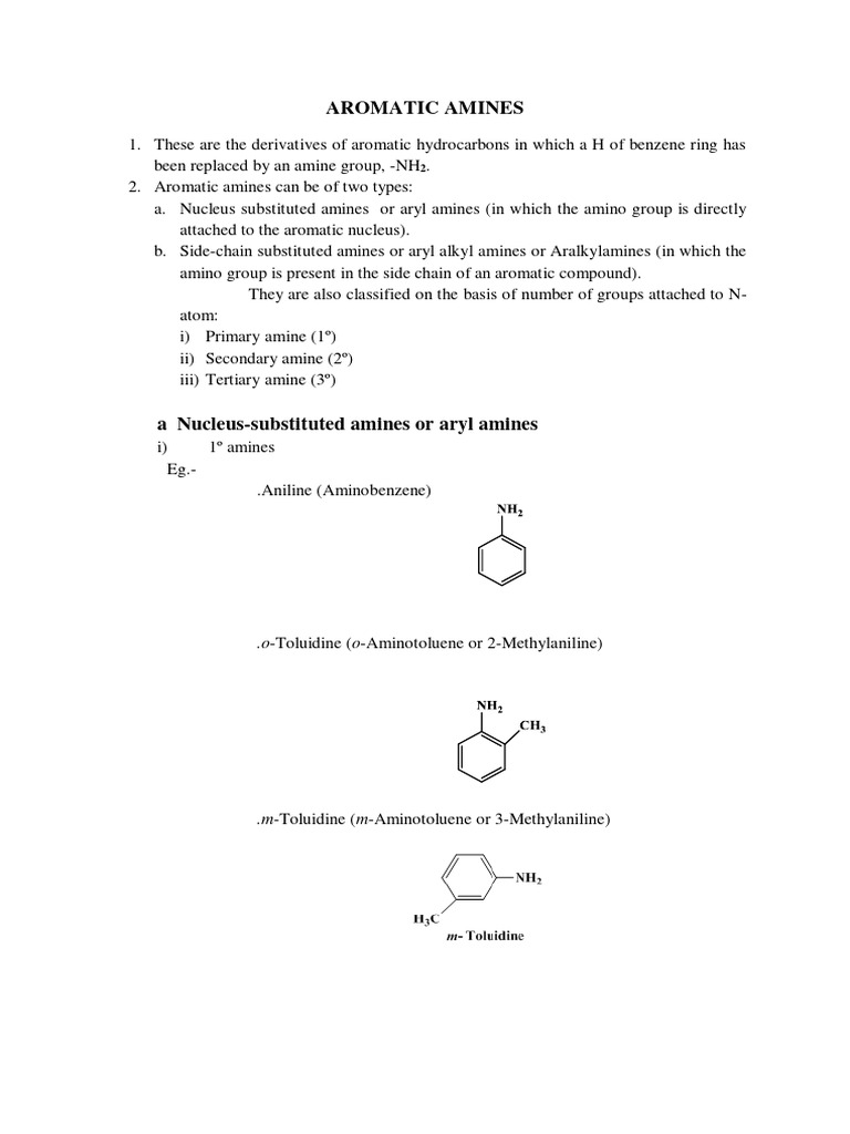 Aromatic Amines | PDF | Amine | Physical Chemistry