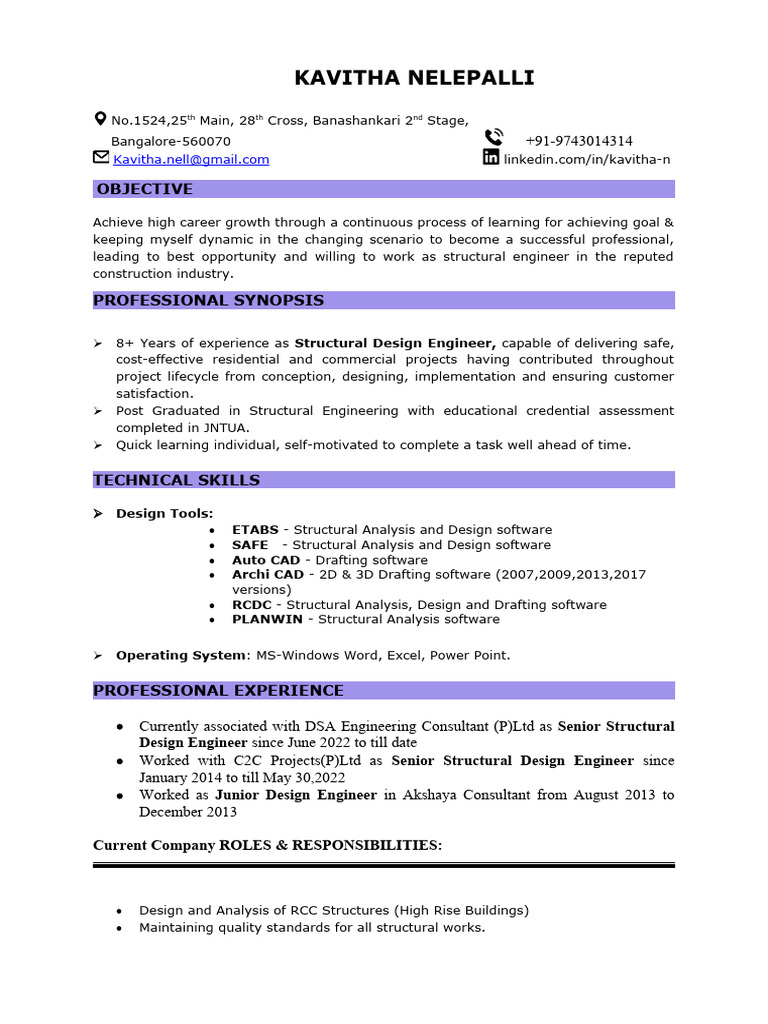 Kavitha Resume | PDF | Technical Drawing | Computer Aided Design