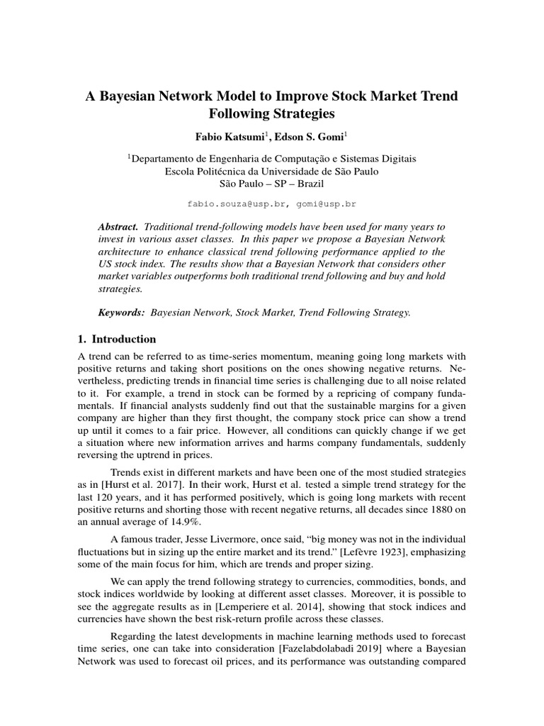 A Bayesian Network Model To Improve Stock Market Trend Following Strategies | PDF | Bayesian ...