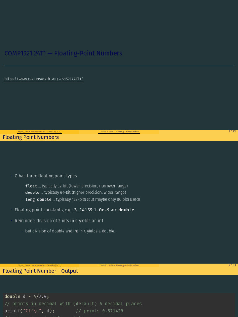 1521 Lec 7 - Floating Point Numbers | PDF | Computer Science | Computer ...
