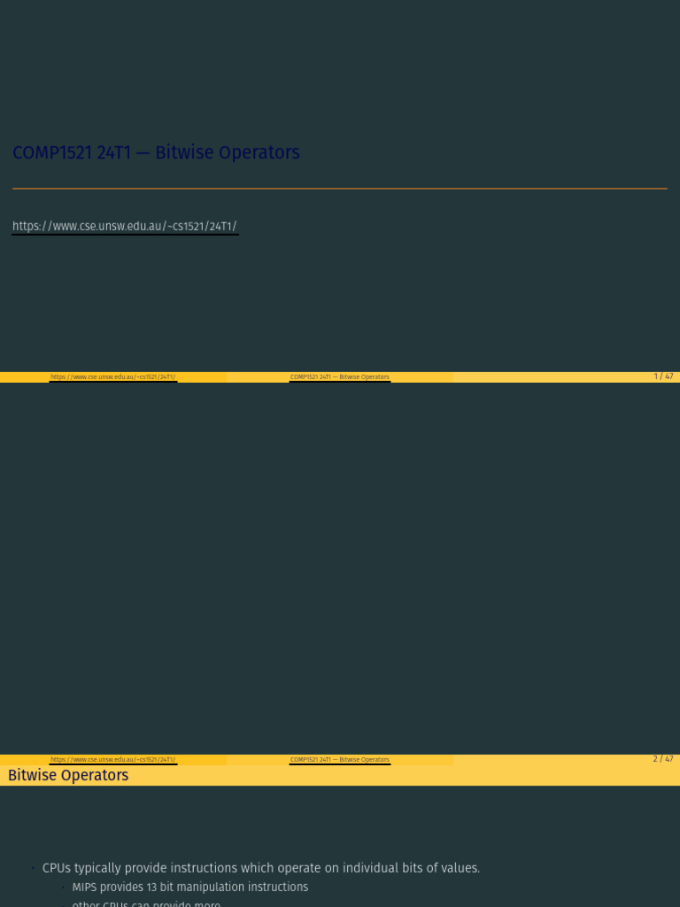 1521 Lec 6 - Bitwise Operations | PDF | Integer (Computer Science) | Bit