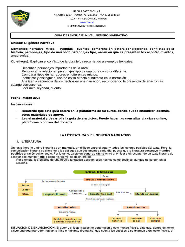 Guía de Lenguaje: Género Narrativo | PDF | Narración | Escritura