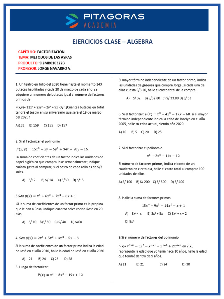 Si2 Al Ej09 Factorización | PDF | Factorización | Aritmética