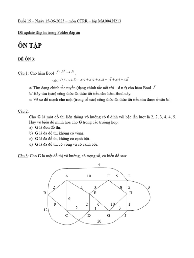 Buoi 15 - Ngay 15-06-2023 - Mon Cau Truc Roi Rac - MA004.N213 | PDF