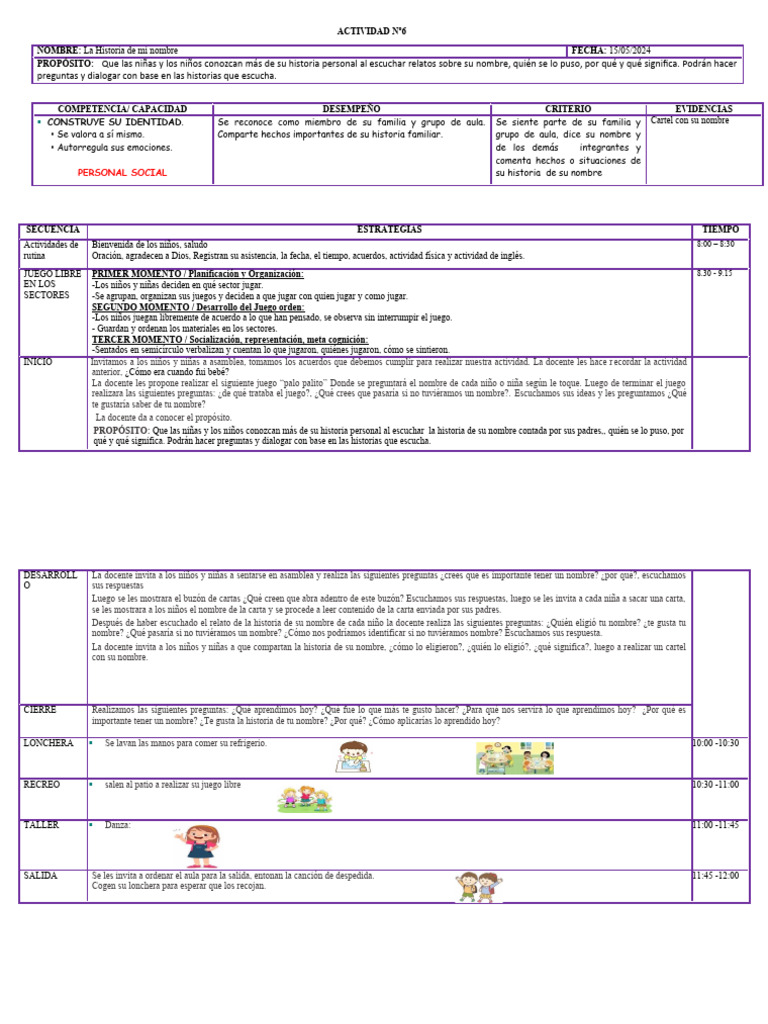 ACTIVIDAD Nº6 - La Historia de Mi Nombre | PDF | Artes del Lenguaje y ...
