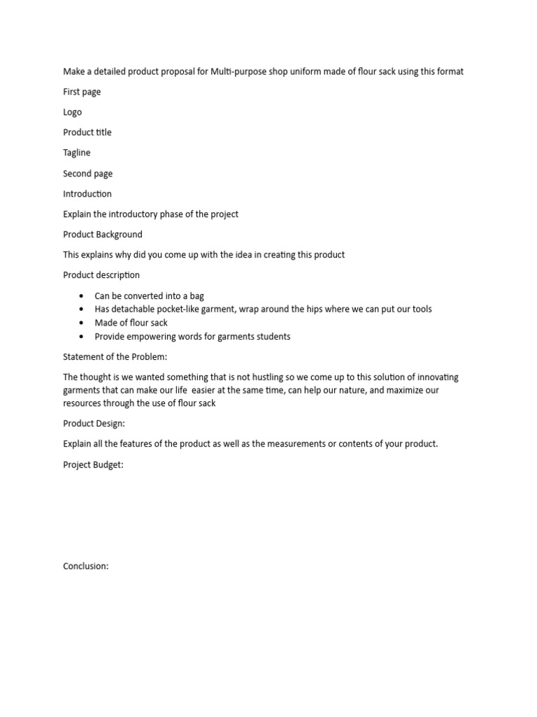 Sample Product Proposal | PDF | Clothing | Fashion