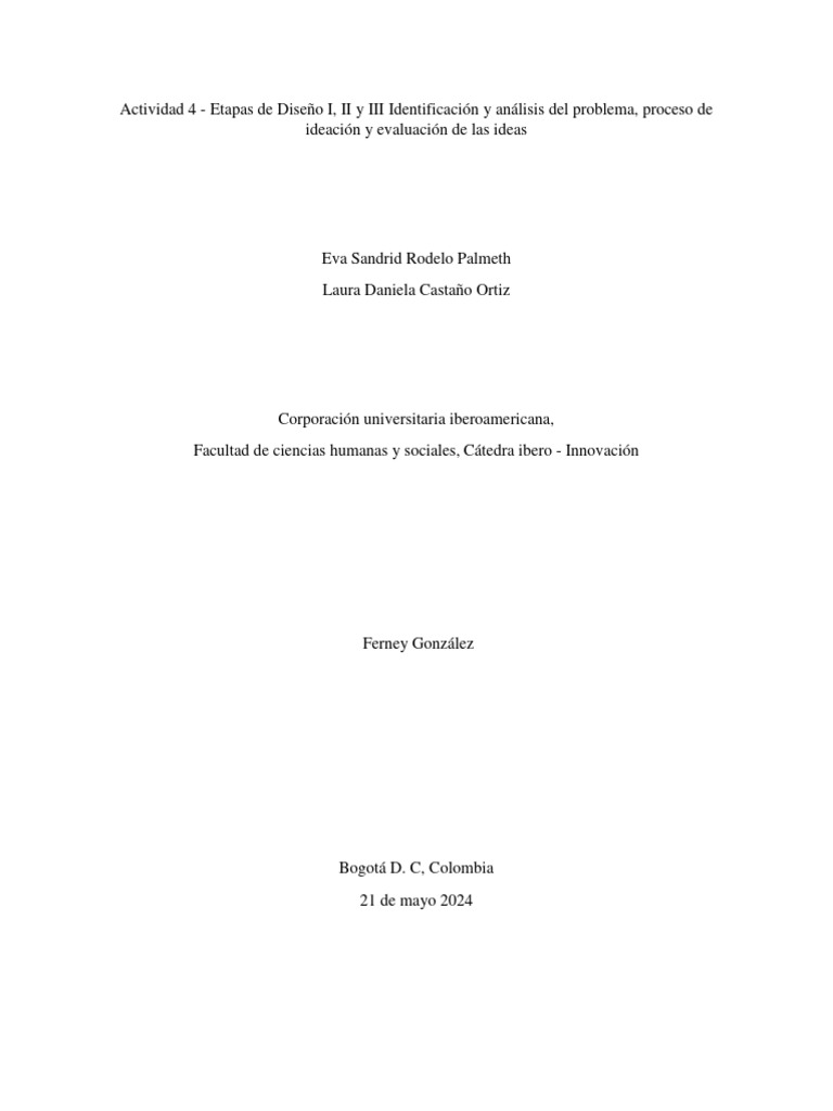 Actividad 4 - Etapas de Diseño I, II y III Identificación y Análisis Del Problema, Proceso de ...