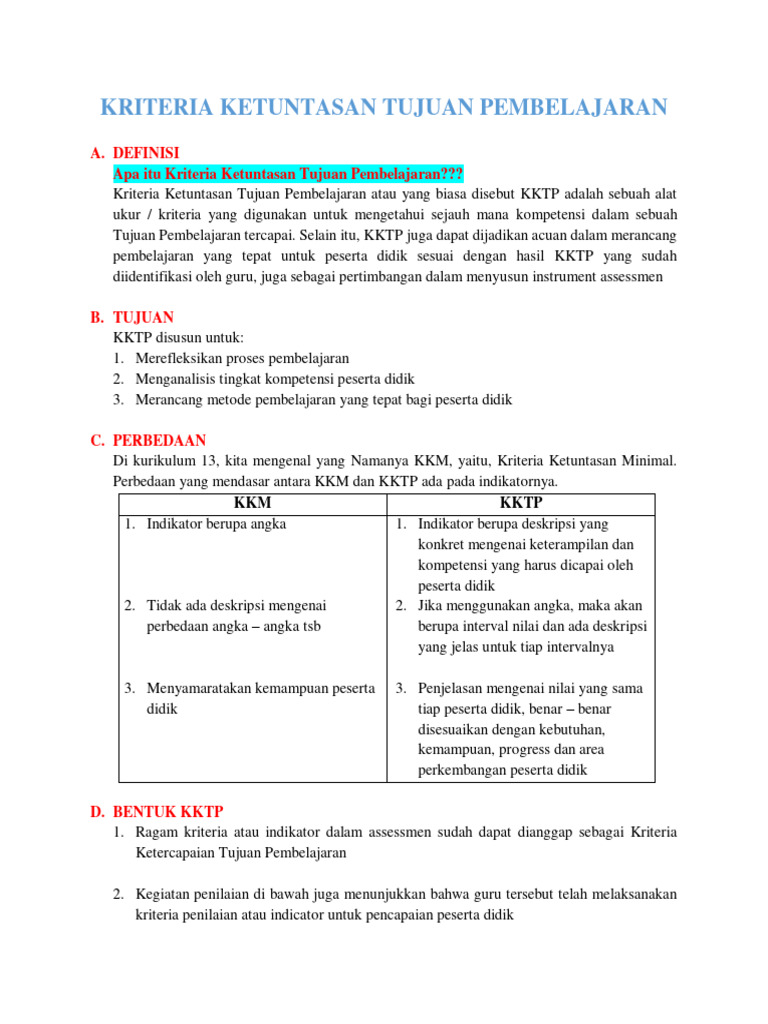 Kriteria Ketuntasan Tujuan Pembelajaran | PDF