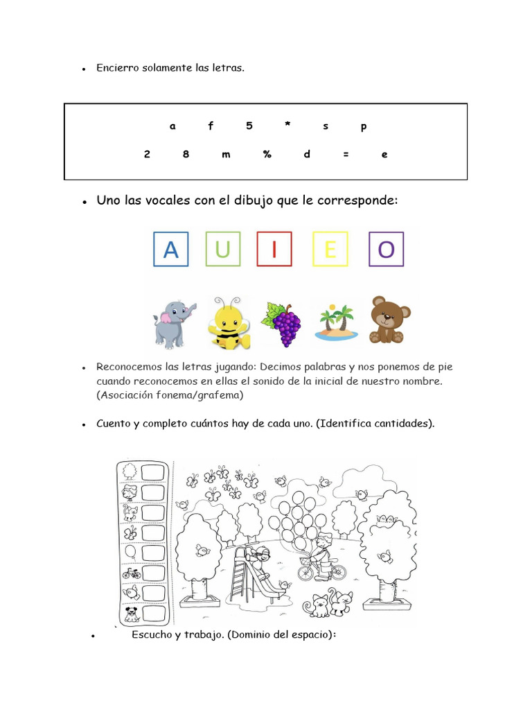 Actividades 1 Grado | PDF