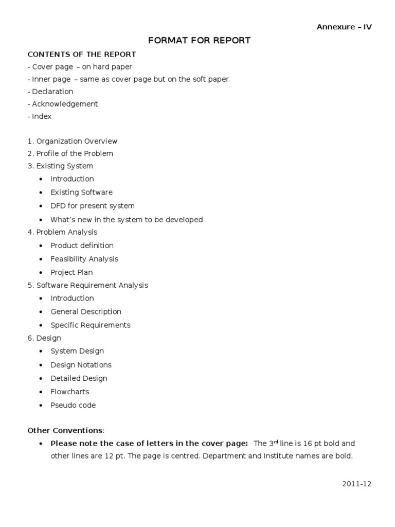 Format For Report: Annexure - IV | PDF | Computers
