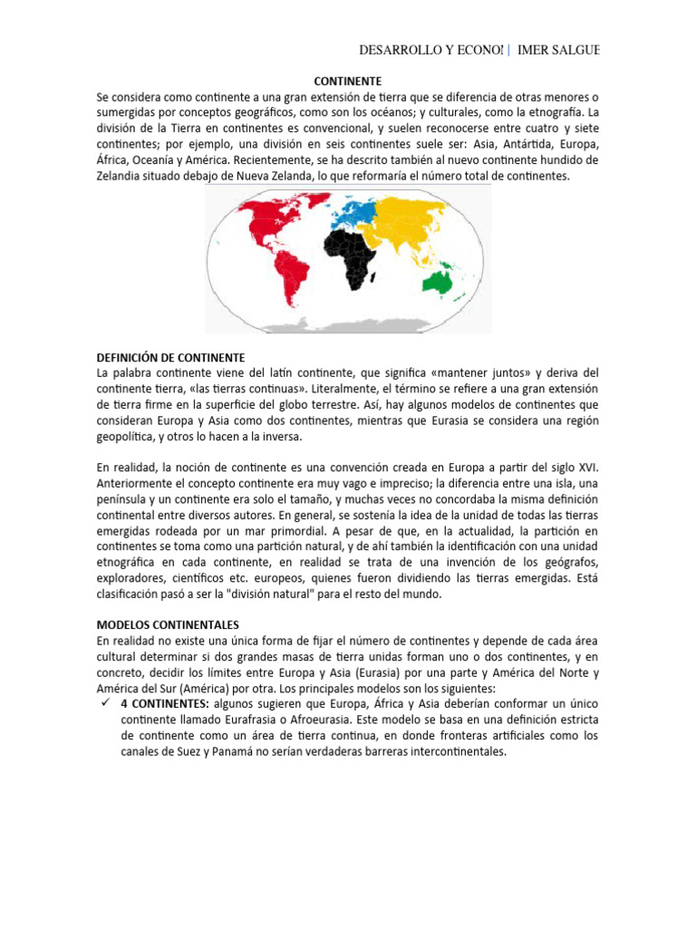 Modelos Continentales y Definiciones | PDF | Continente | Américas