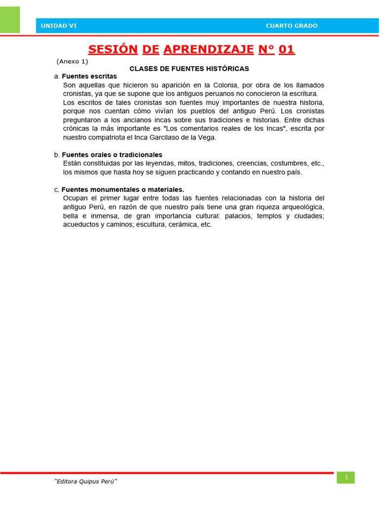 Anexo de Sesiones de Aprendizaje - Unidad Didáctica VI - Editora Quipus Perú | PDF | Plantas