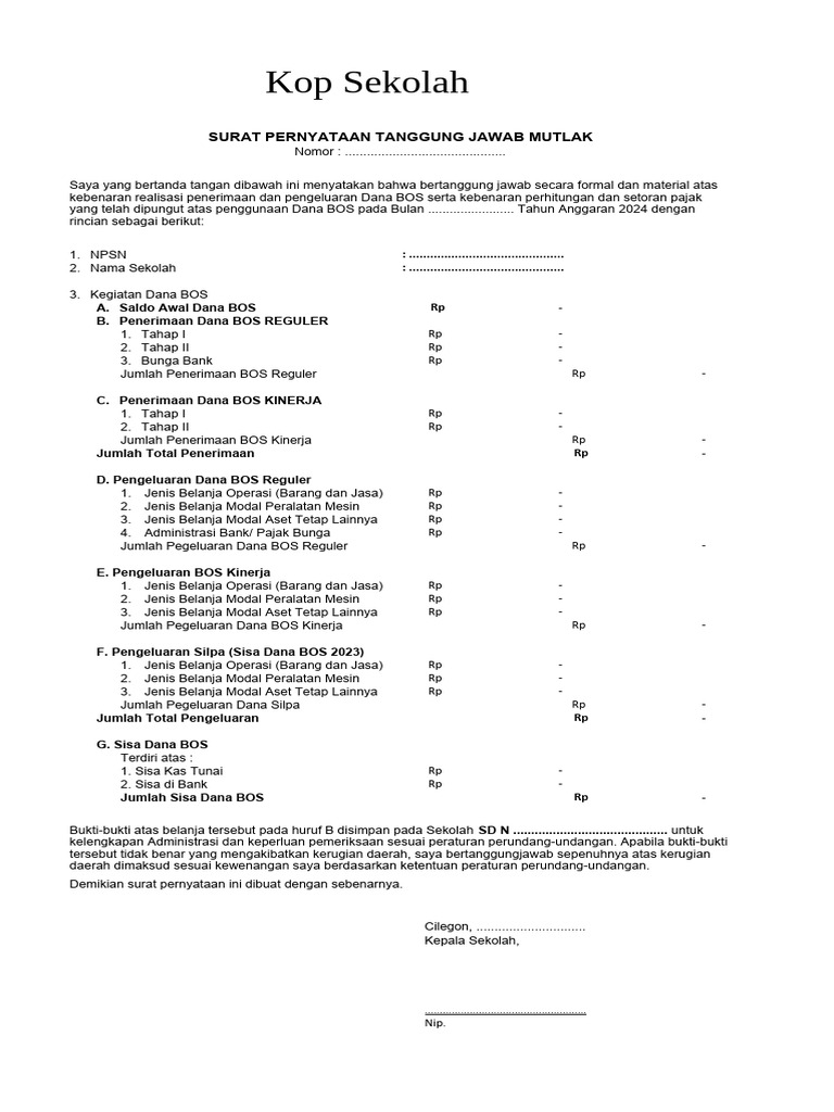 Format SPTJM BOS 2024 | PDF