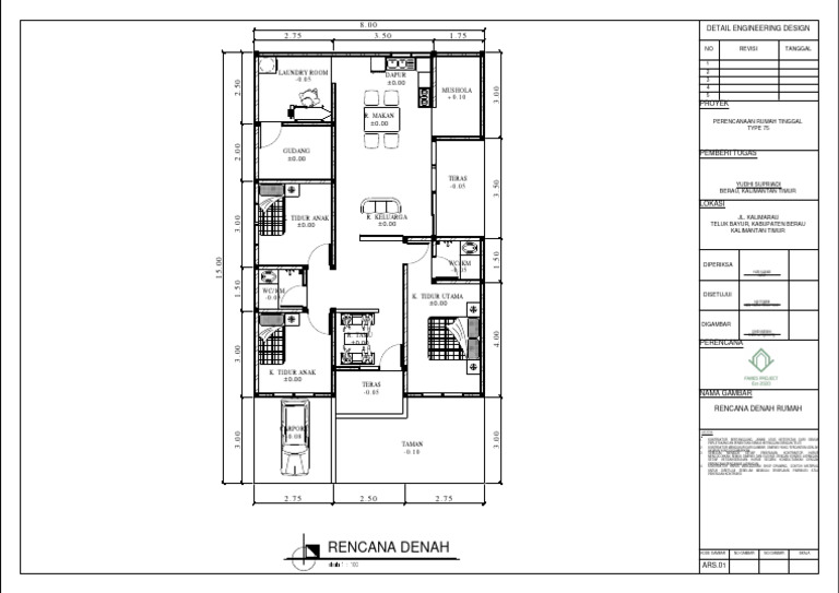 Rencana Denah Rumah Type 75 Kalimantan | PDF
