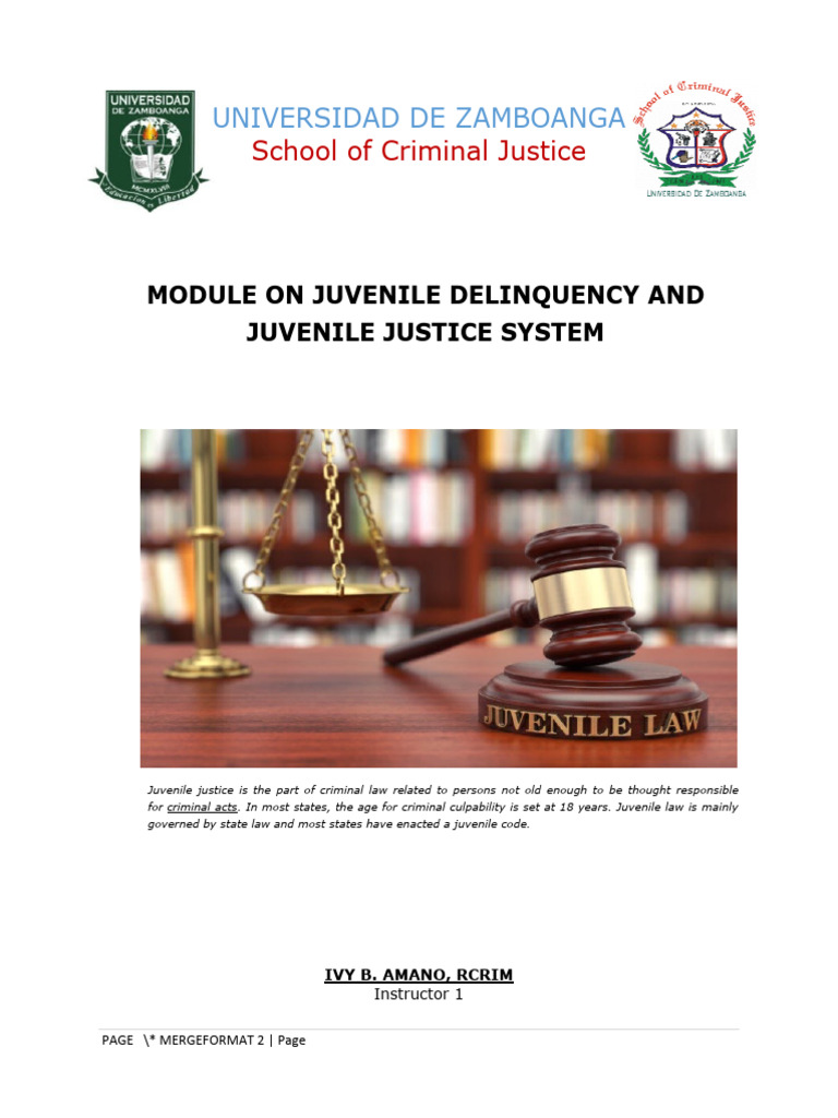 Crim 5-Juvenile Delinquency and Juveline Justice System | PDF ...