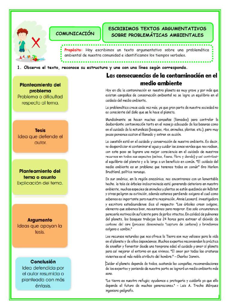 Ficha-Comun-Escribimos Textos Argumentativos Tiempos Verbales | PDF | Verbo
