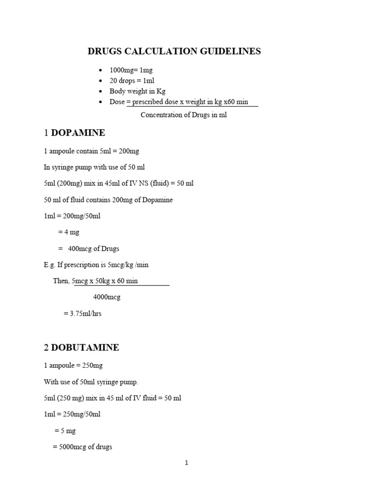 Drugs Calculation Guidelines556143995 | Download Free PDF ...