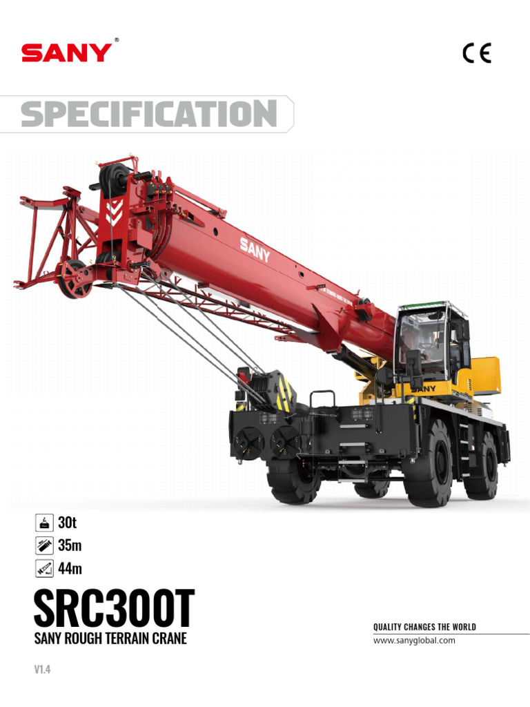 SANY SRC300T Rough Terrain Crane Specs | PDF | Crane (Machine) | Axle
