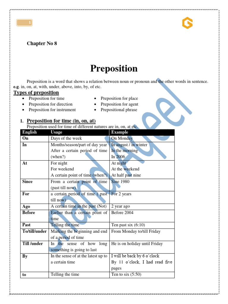 Prepositions: A Comprehensive Guide | PDF | Preposition And Postposition | Verb
