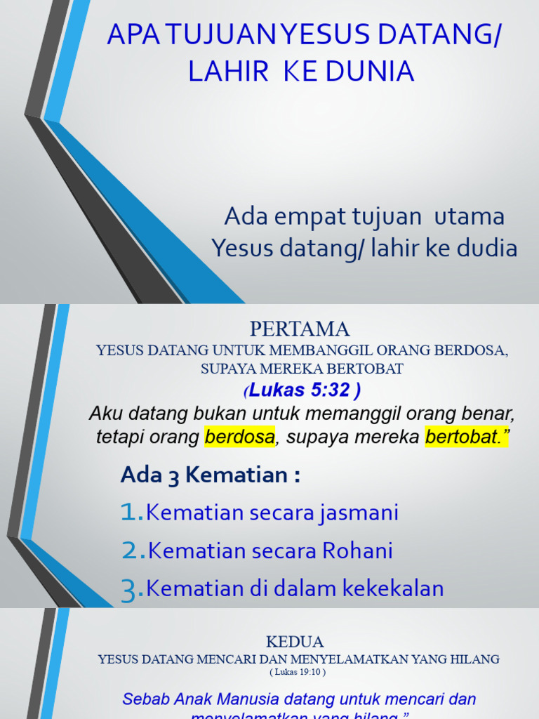 1 Apa Tujuan Yesus Datang Ke Dunia | PDF