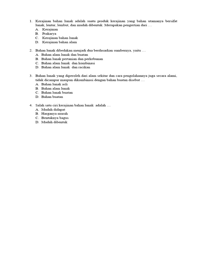 Soal Prakarya Kelas 7 Kurikulum Merdeka 2023 Ganjil | PDF