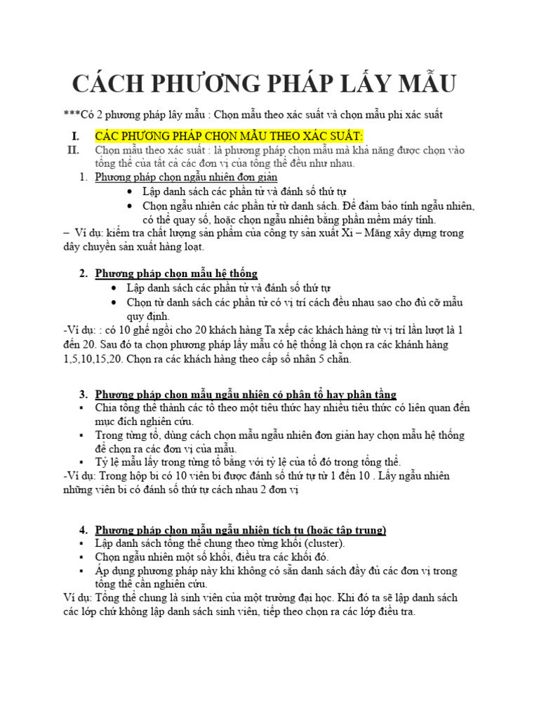 cách phương pháp lấy mẫU. NIANGO | PDF