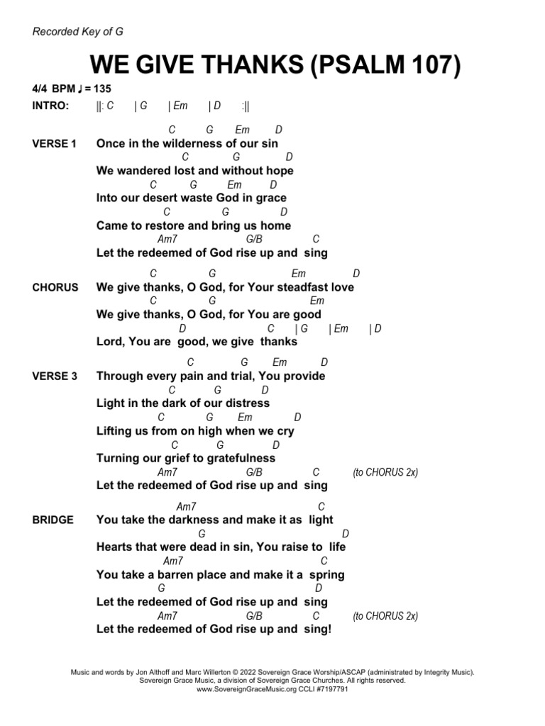 We Give Thanks - UG - CHART - REC G 1 | PDF | Bible Content | Old ...