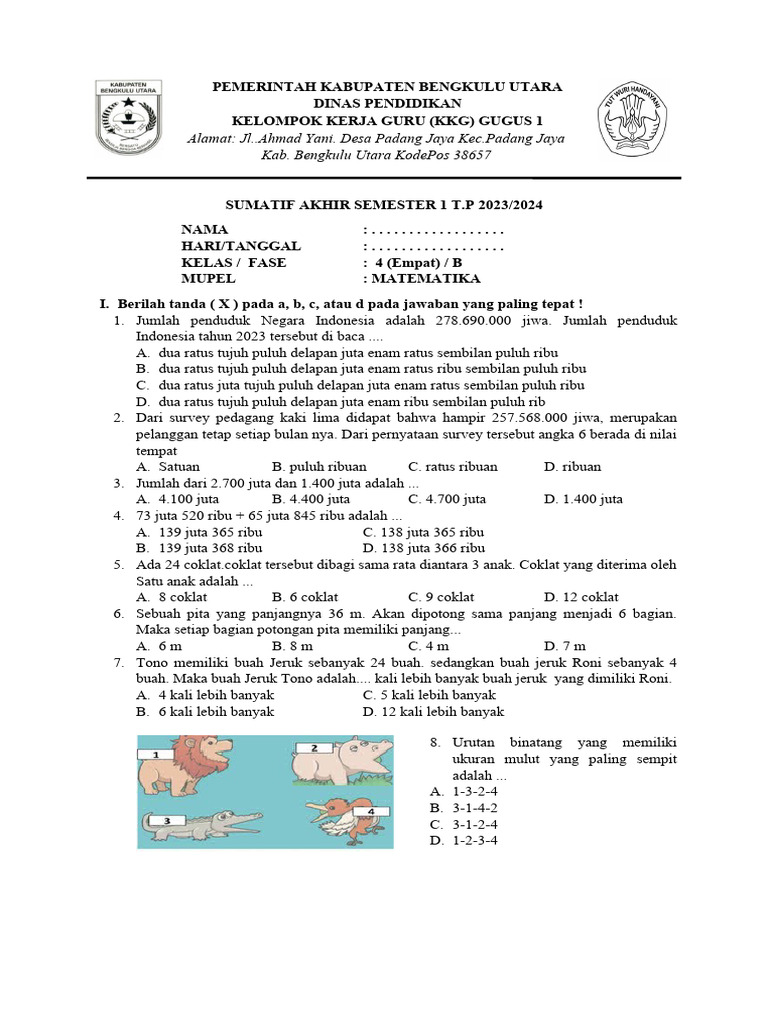 Master Soal MTK Kelas 4 | PDF