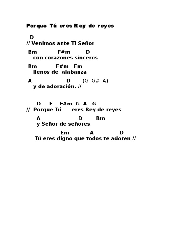 Porque Tú Eres Rey de Reyes | PDF