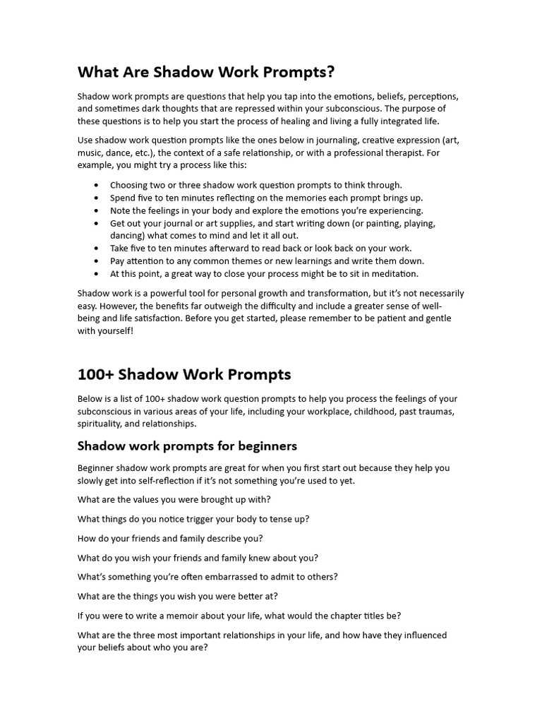 Shadow Work | PDF | Feeling | Emotions